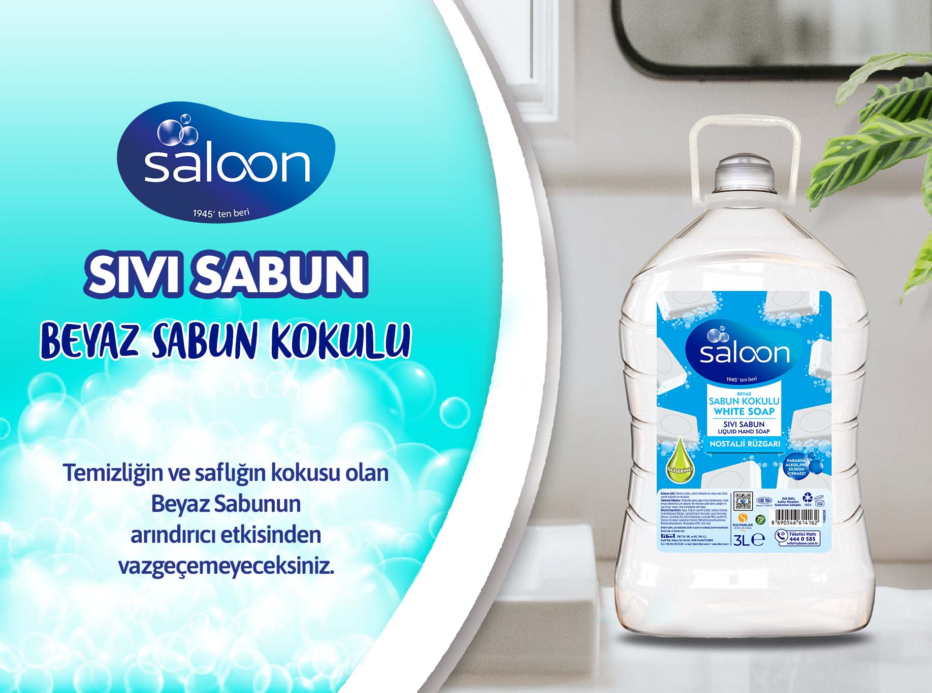 Saloon Sıvı Sabun Beyaz Sabun Kokulu 3 L - Komşu
